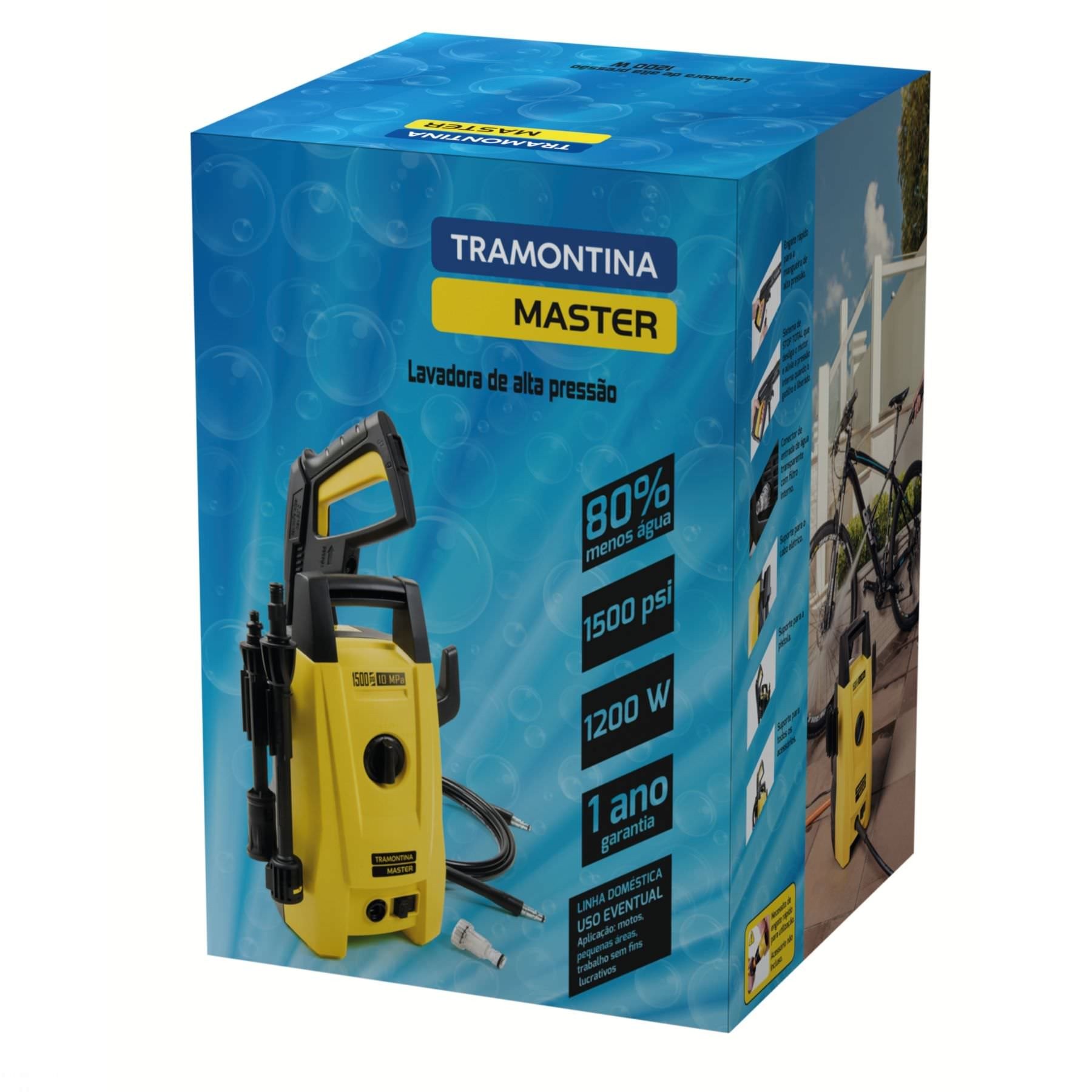 Lavadora Alta Pressão 1200W 1500psi 220V Tramontina Doméstico Mangueira Alta Pressão 3m Jato ...